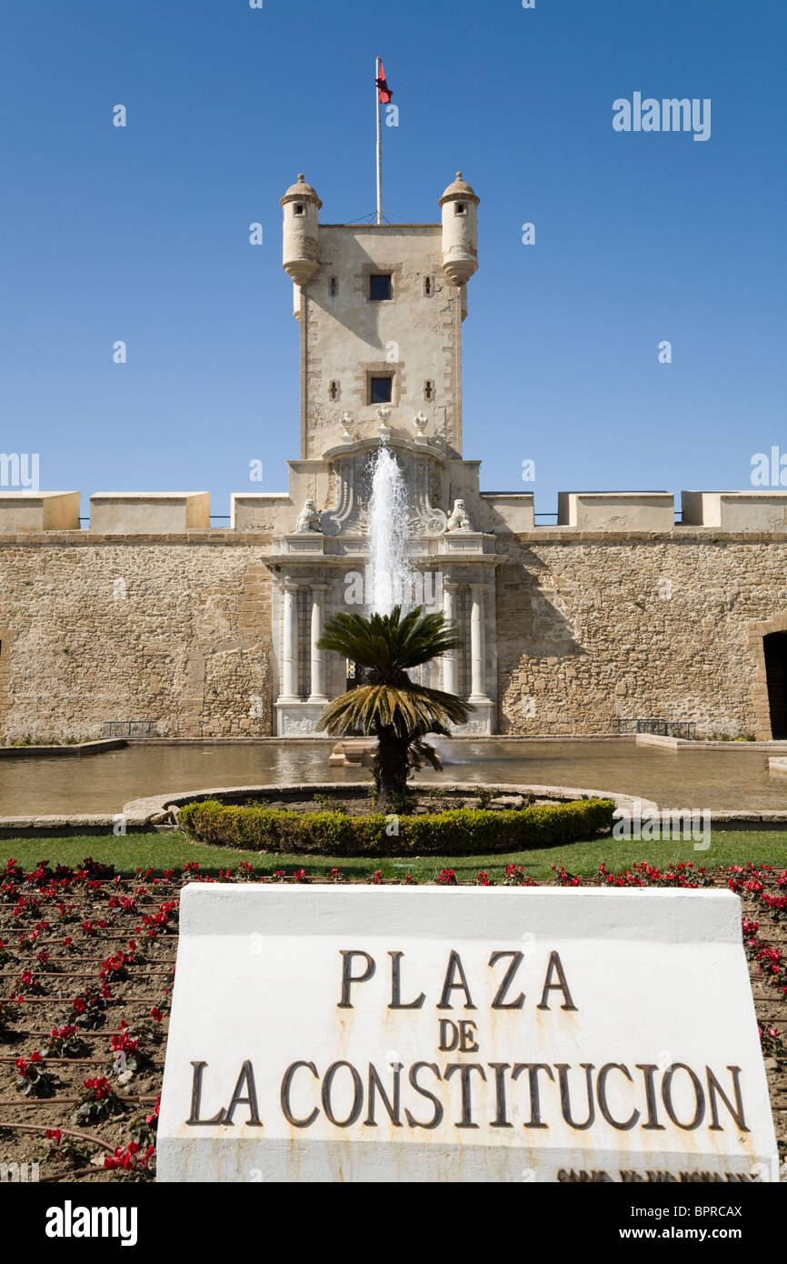 Name sign on display in Plaza Constitucion / Constitution square in the ...
