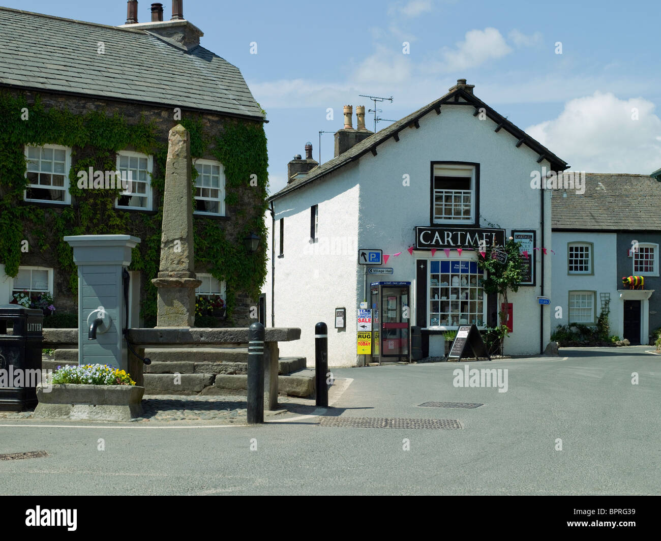 Cartmel village shops shop store in summer Devonshire Square Lake ...