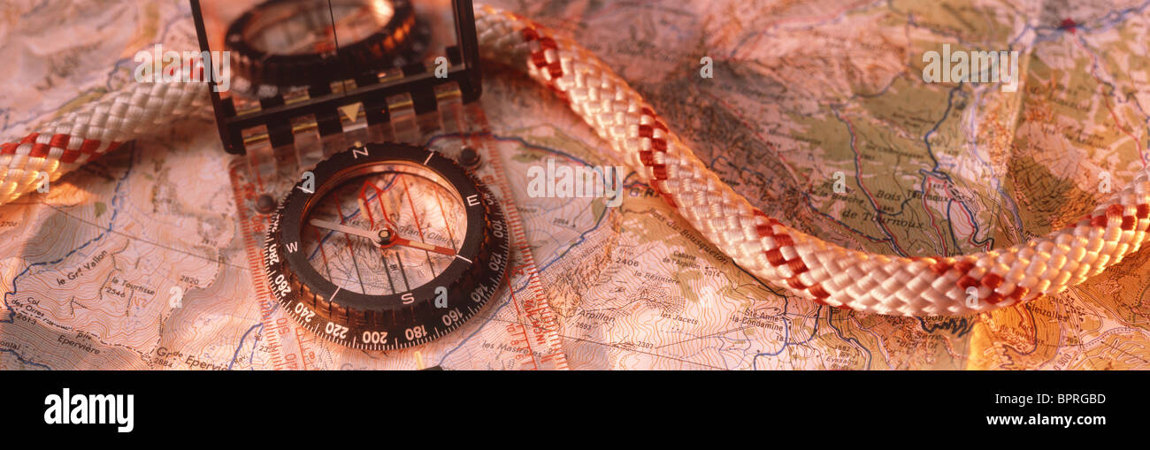 compass and map Stock Photo - Alamy