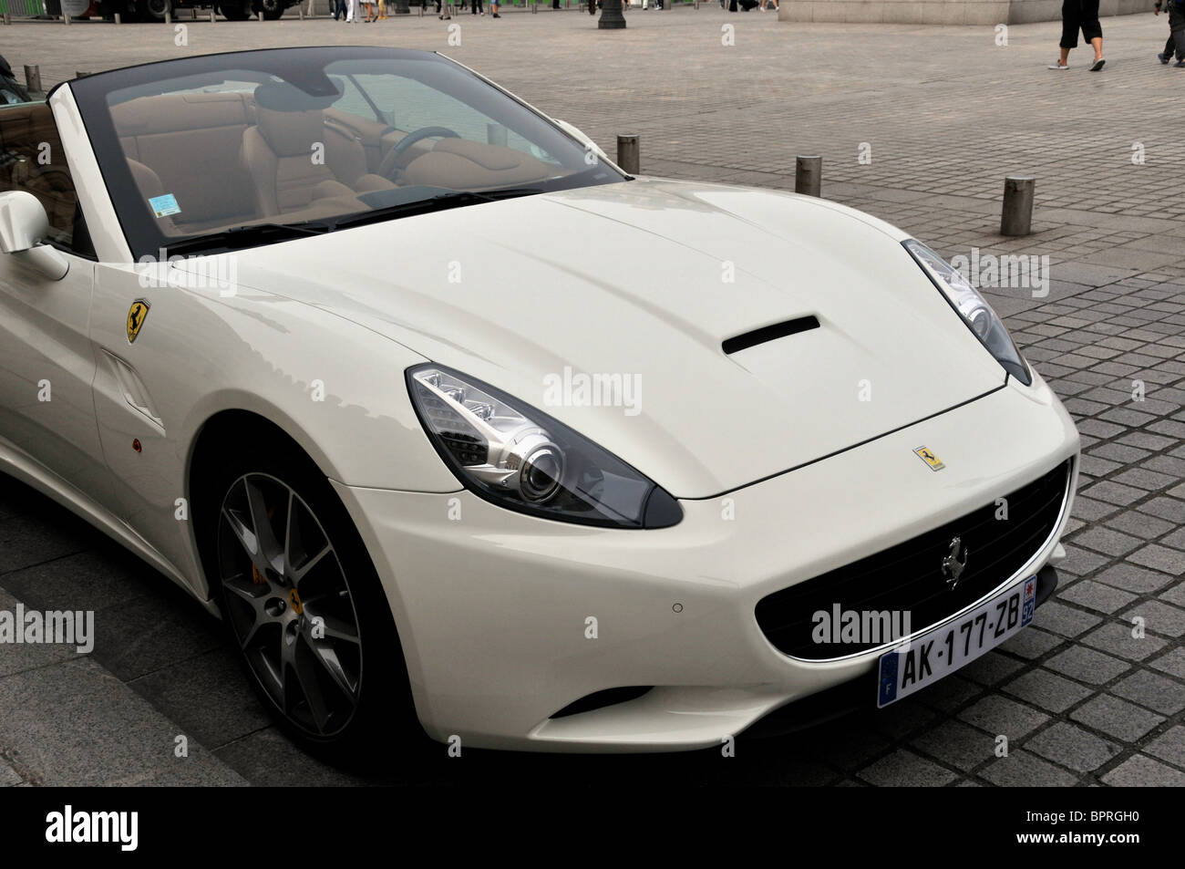 Ferrari car, cabriolet parked on Vendome square, Paris France Stock ...