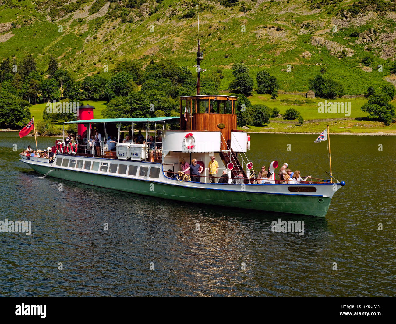 People tourists visitors on the Steamer Raven boat on Ullswater in ...