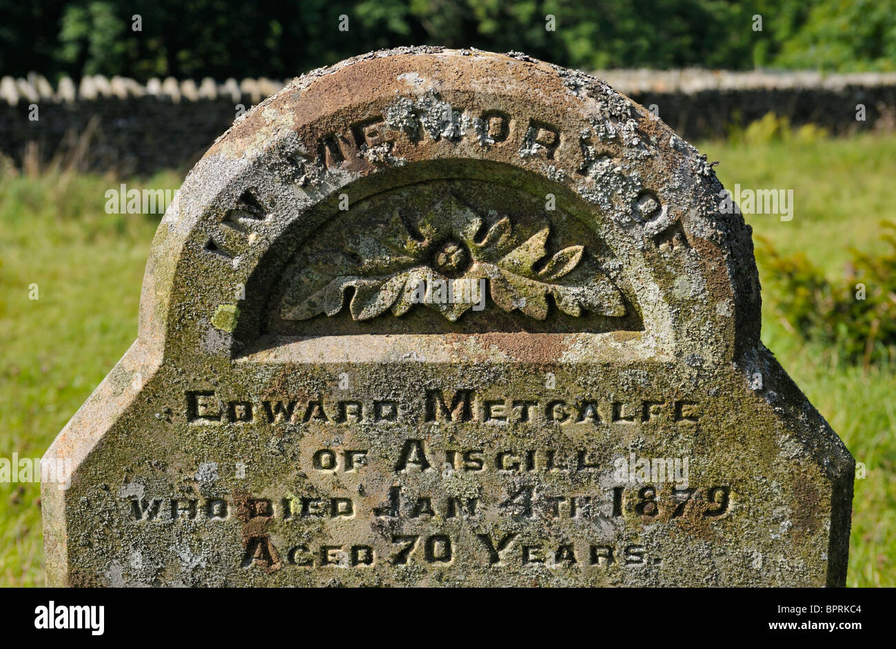 Victorian gravestone with lichen. Church of Saint Mary, Outhgill ...