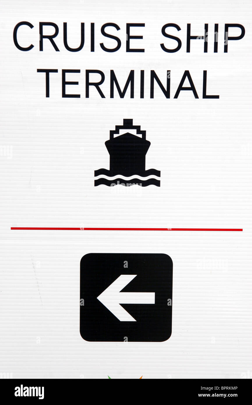 Cruise ship terminal sign, Vancouver, British Columbia, Canada Stock ...