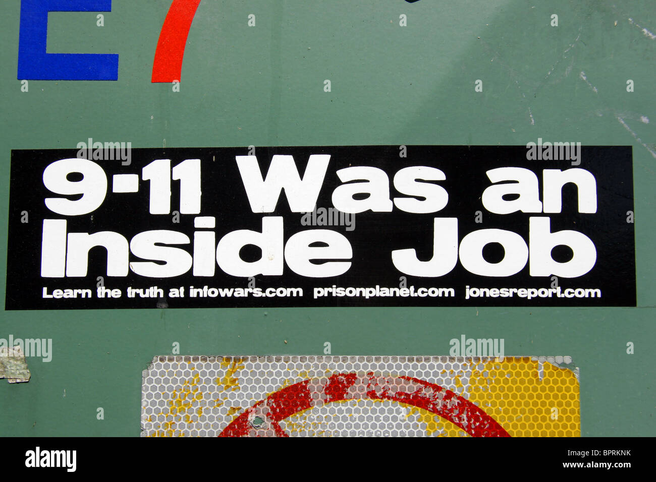 9 11 was an inside job sticker Stock Photo - Alamy