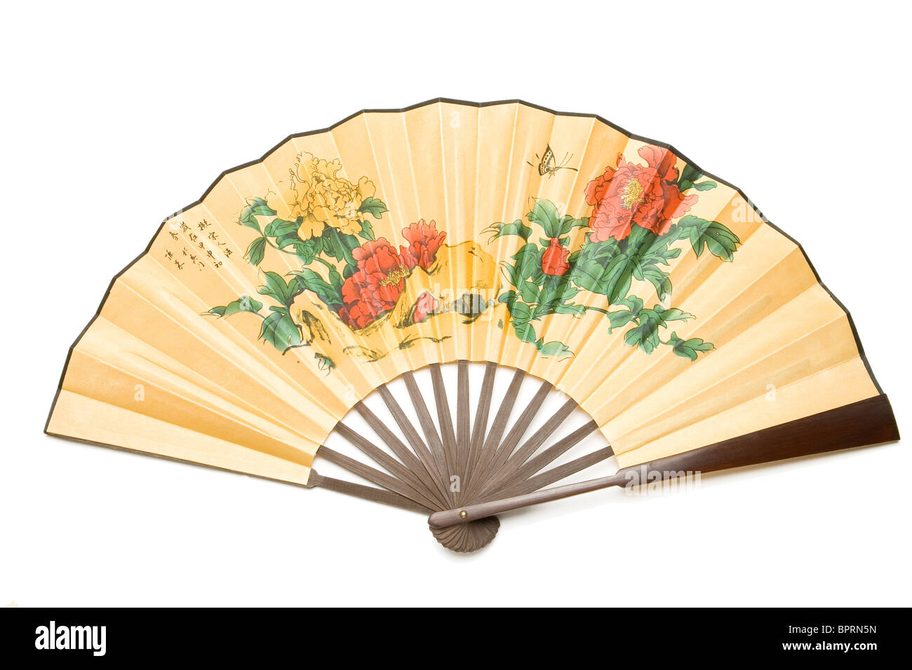 Chinese silk fan with flowers Stock Photo - Alamy