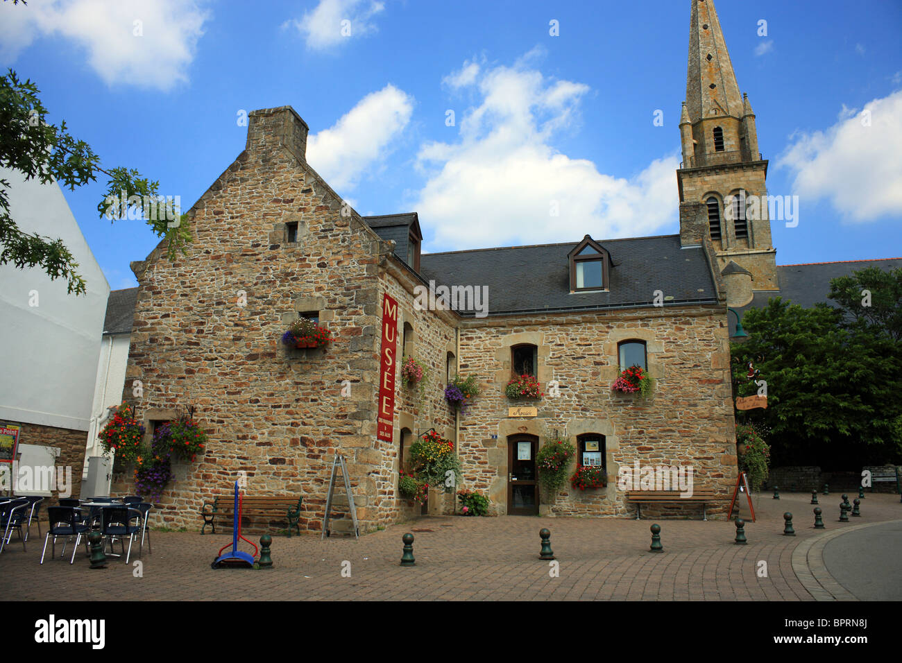 Museum in Place de la Mairie, Baden, Morbihan, Brittany, France Stock ...