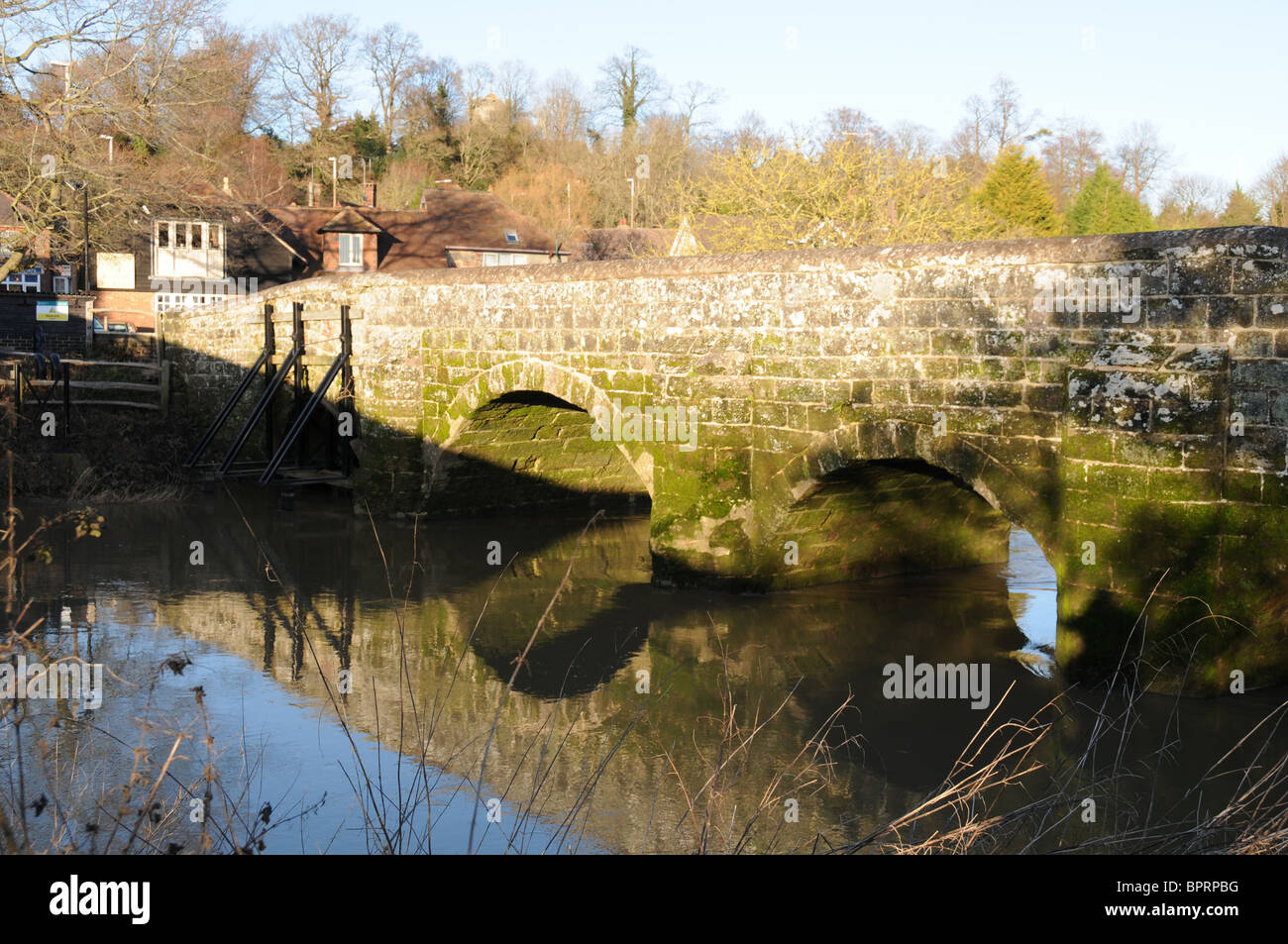 Bridge and reflection, Pulborough Stock Photo - Alamy
