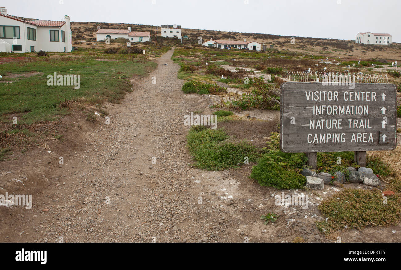 Trail leading to visitor's center and other structures, Anacapa Island ...