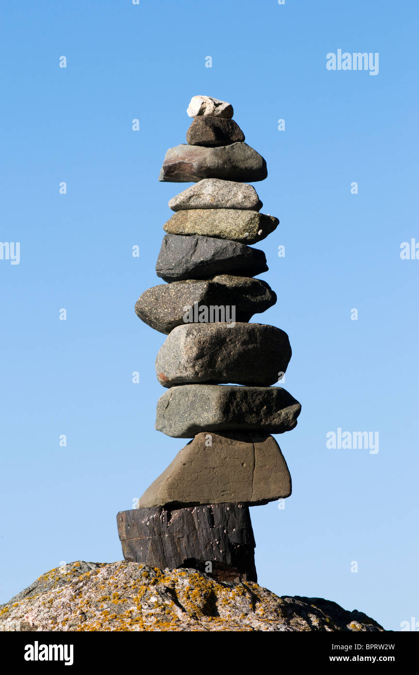 An inukshuk on a beach Salt Spring Island British Columbia Canada Stock ...