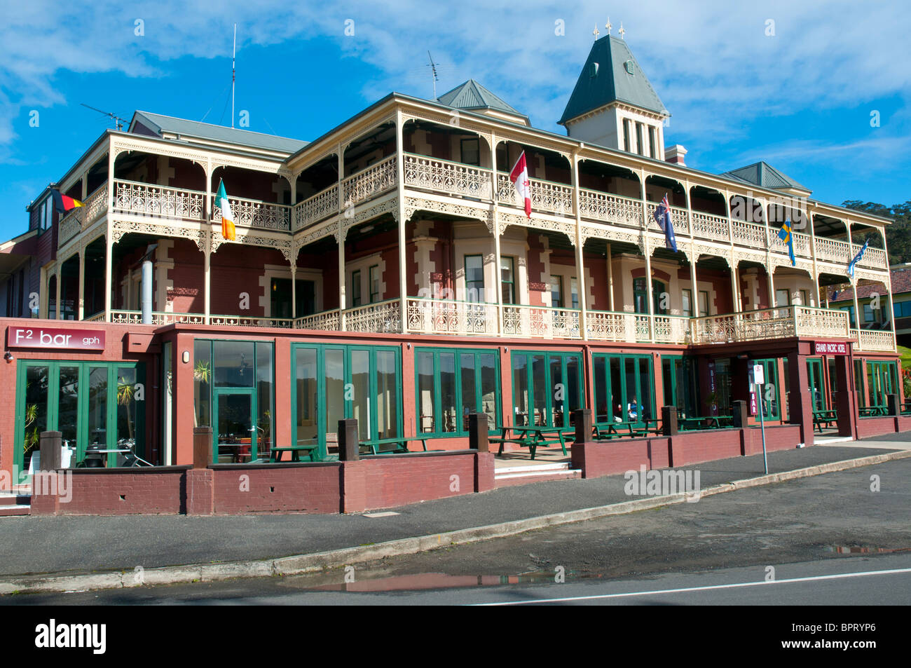 The Grand Pacific Hotel, overlooking the ocean at Lorne, on the Great ...