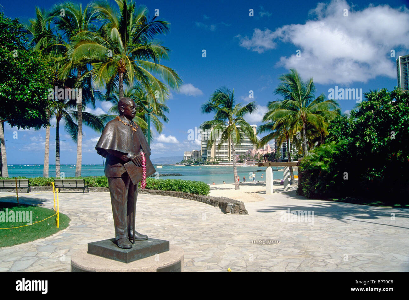 Statue of Prince Kuhio, Waikiki Beach, Honolulu, Oahu, Hawaii Stock ...