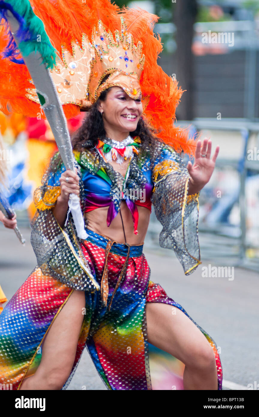 Woman in costume brandishing a sword at the Notting hill Carnival (2010 ...