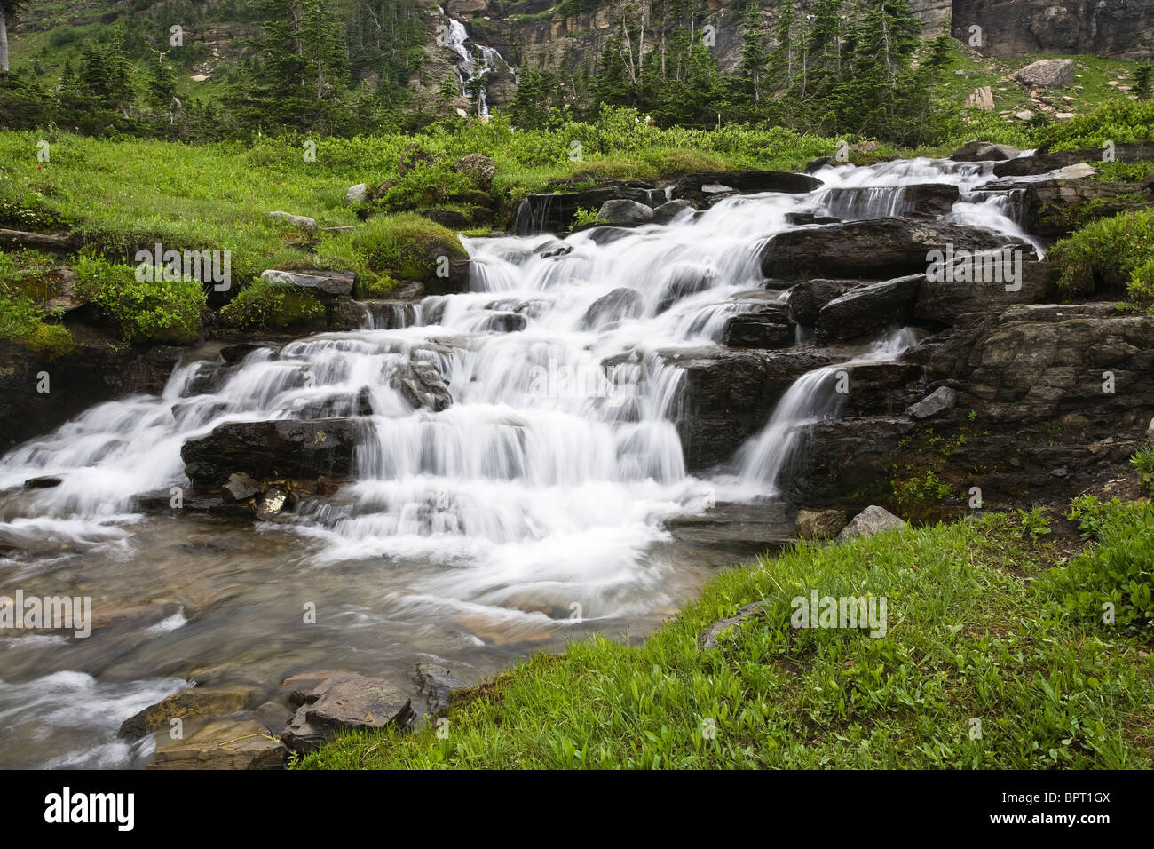 Waterfall glacier national park hi-res stock photography and images - Alamy