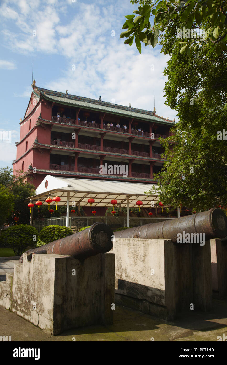 Cannons outside Zhenhai Tower (now housing City Museum) in Yuexiu Park ...