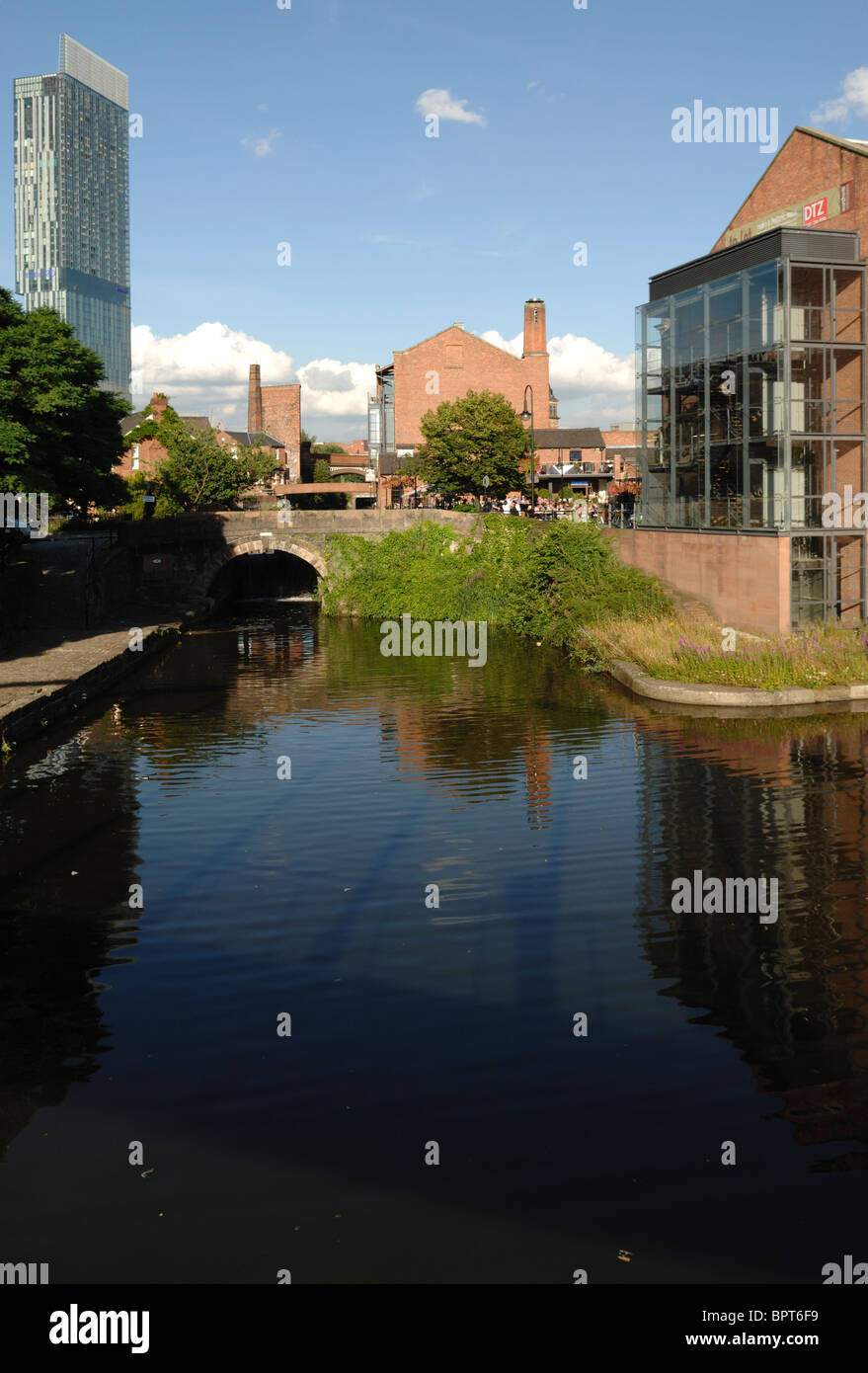 Manchester Castlefield canal basin on a sunny summers day with the ...