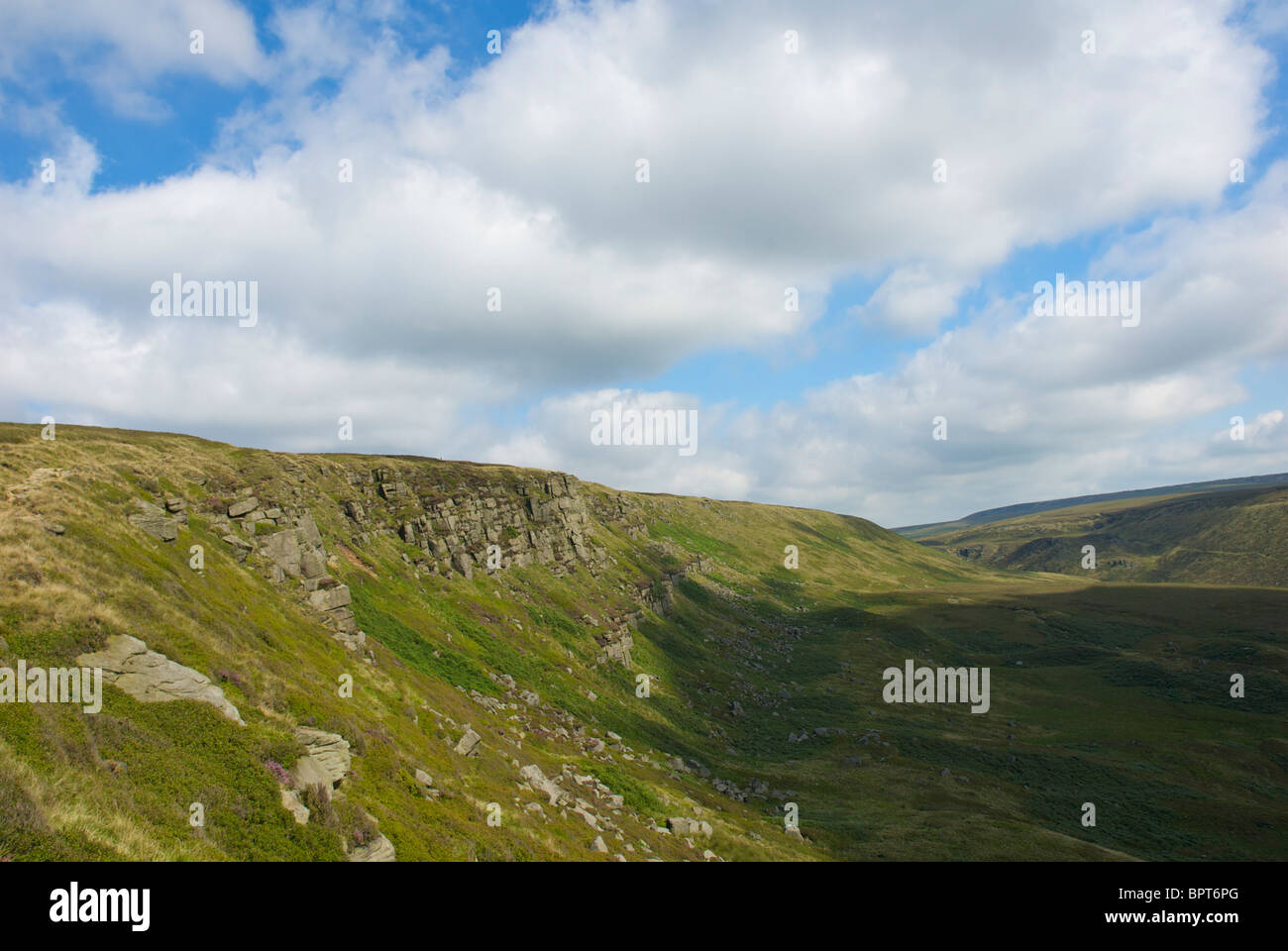 Laddow Rocks, a feature of the Pennine Way and the Crowden Valley, Peak ...