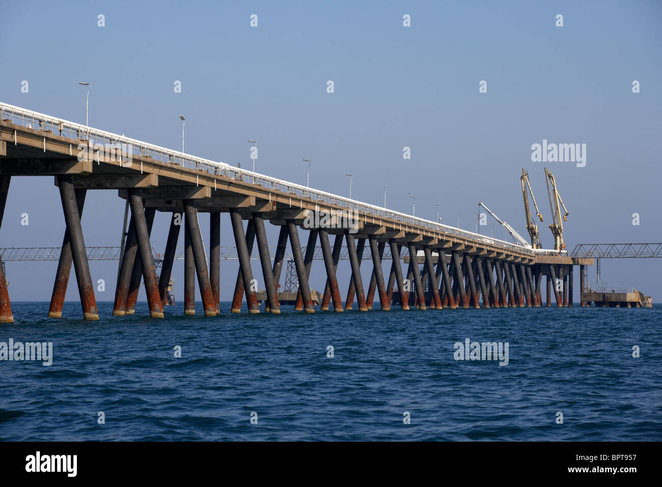 end of the jetty at cloghan point oil terminal in belfast lough ...