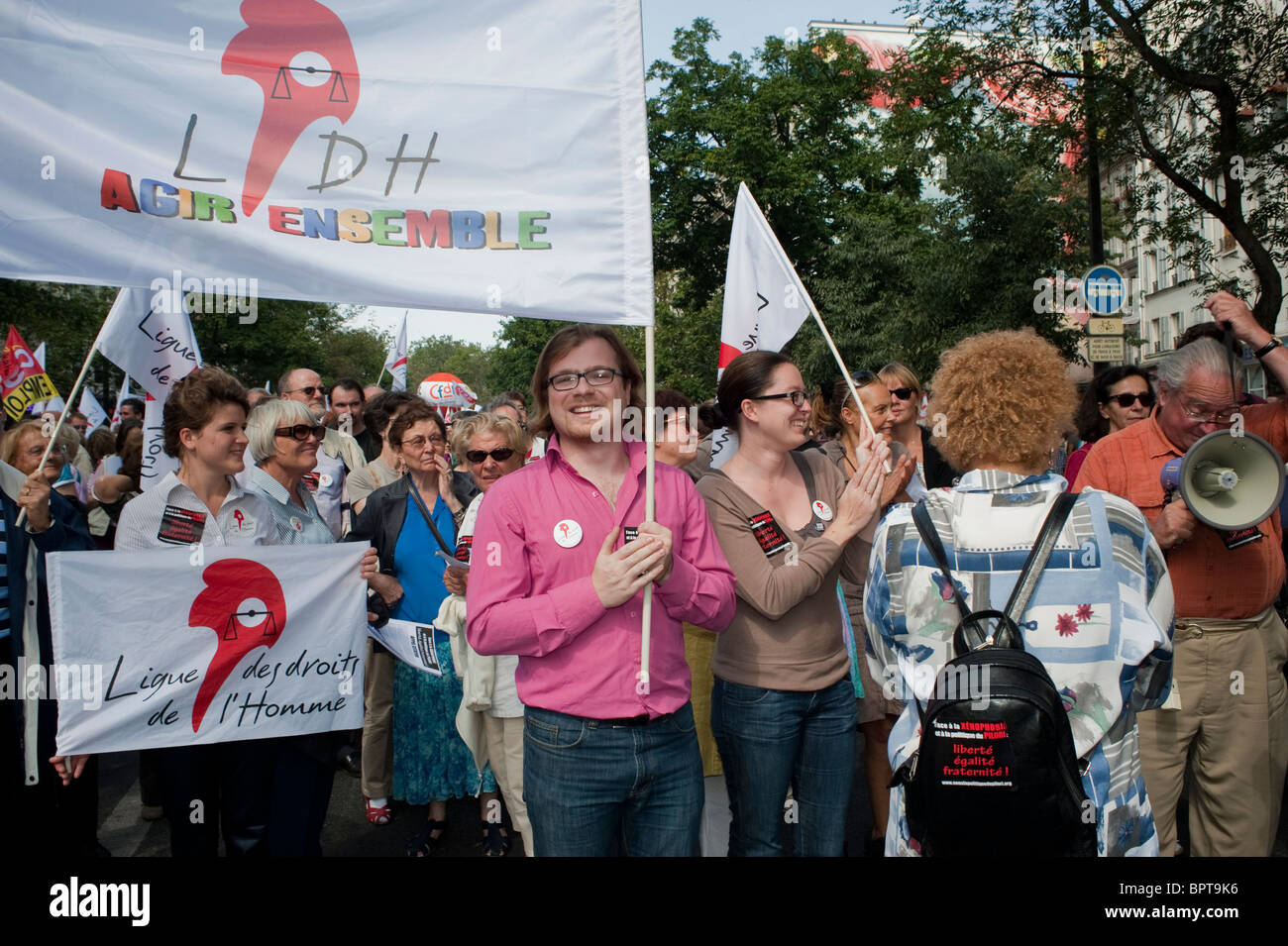 Paris, France, Crowd People, Front, "League of Rights of Man" N.G.O ...