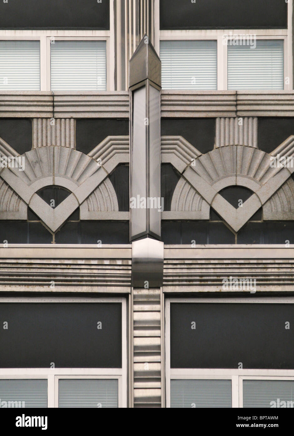 Art deco built 1932 gray brick stone stainless steel Niagara Mohawk ...