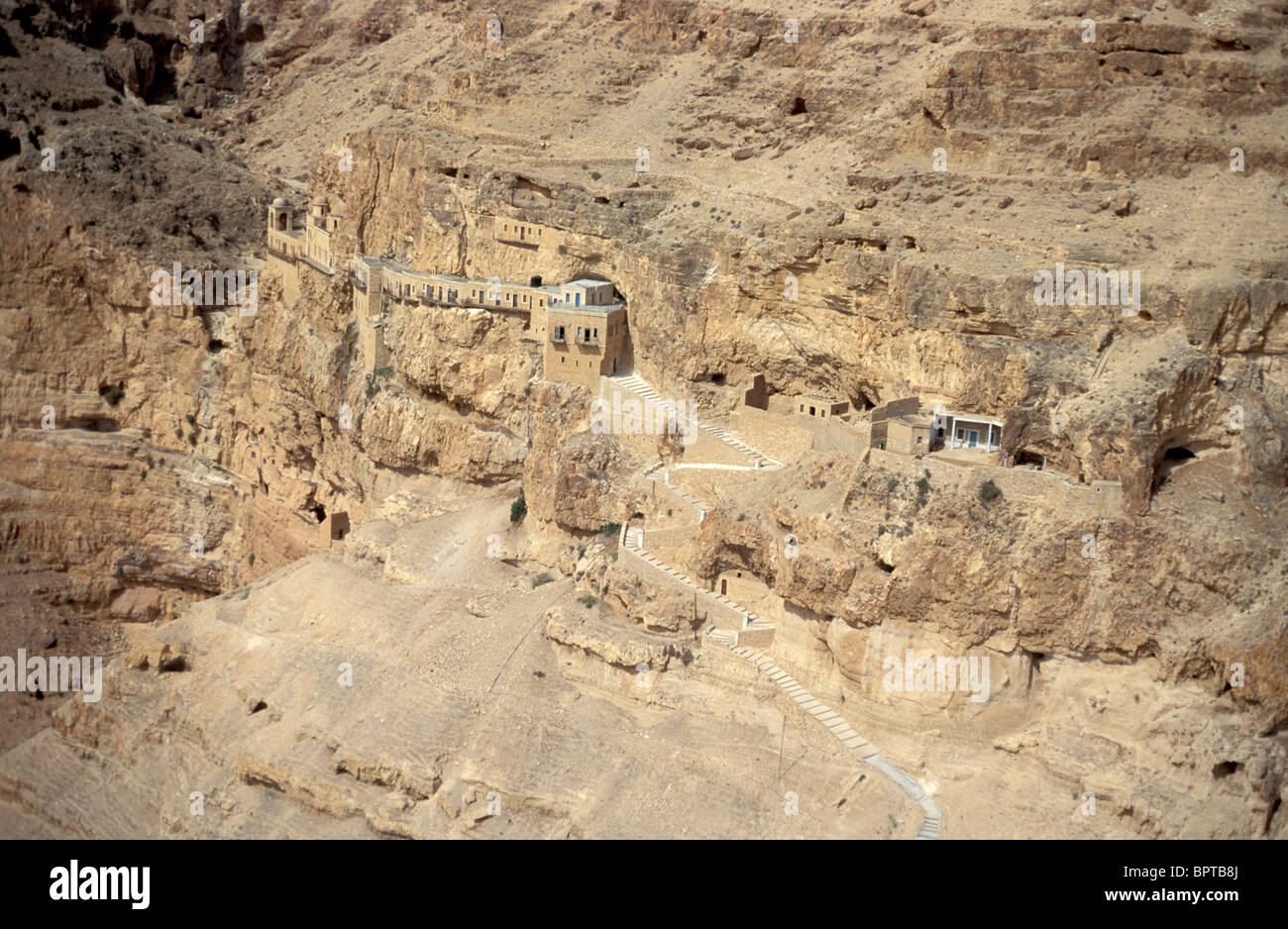 Jericho, an aerial view of the Greek Orthodox Quarantal Monastery on ...