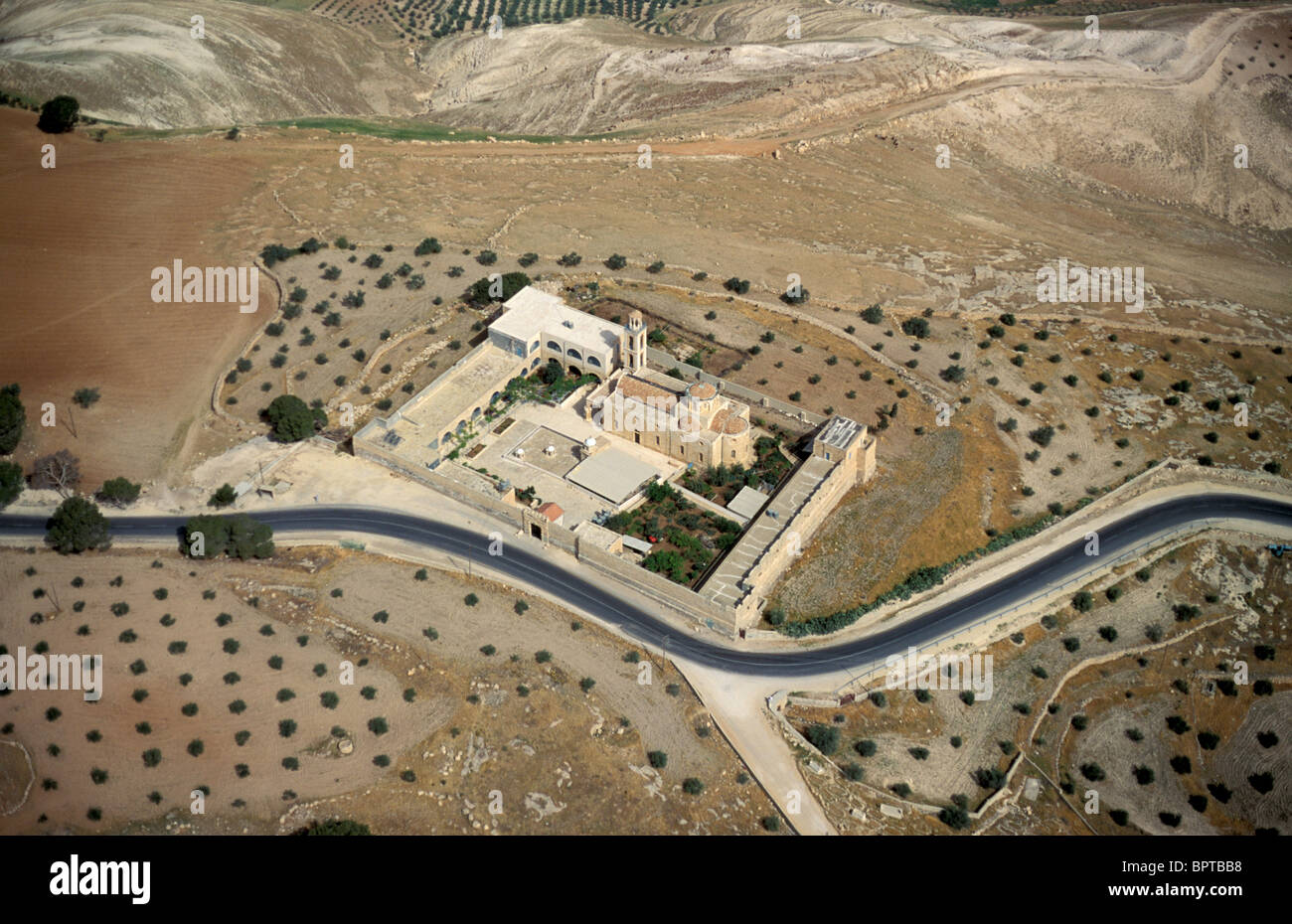 Judean desert, an aerial view of the Greek Orthodox St. Theodosius ...