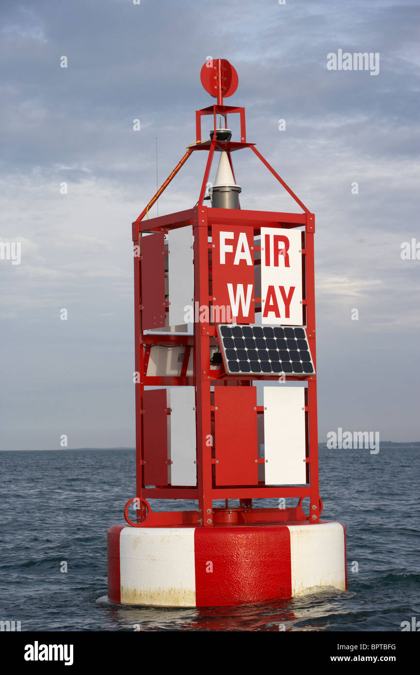 Belfast Fairway maritime navigation buoy at the entrance to Belfast ...