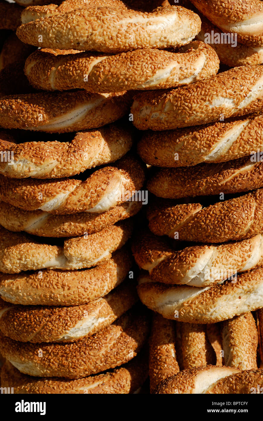 Istanbul. Turkey. Simit, traditional turkish bread or bagel covered in ...