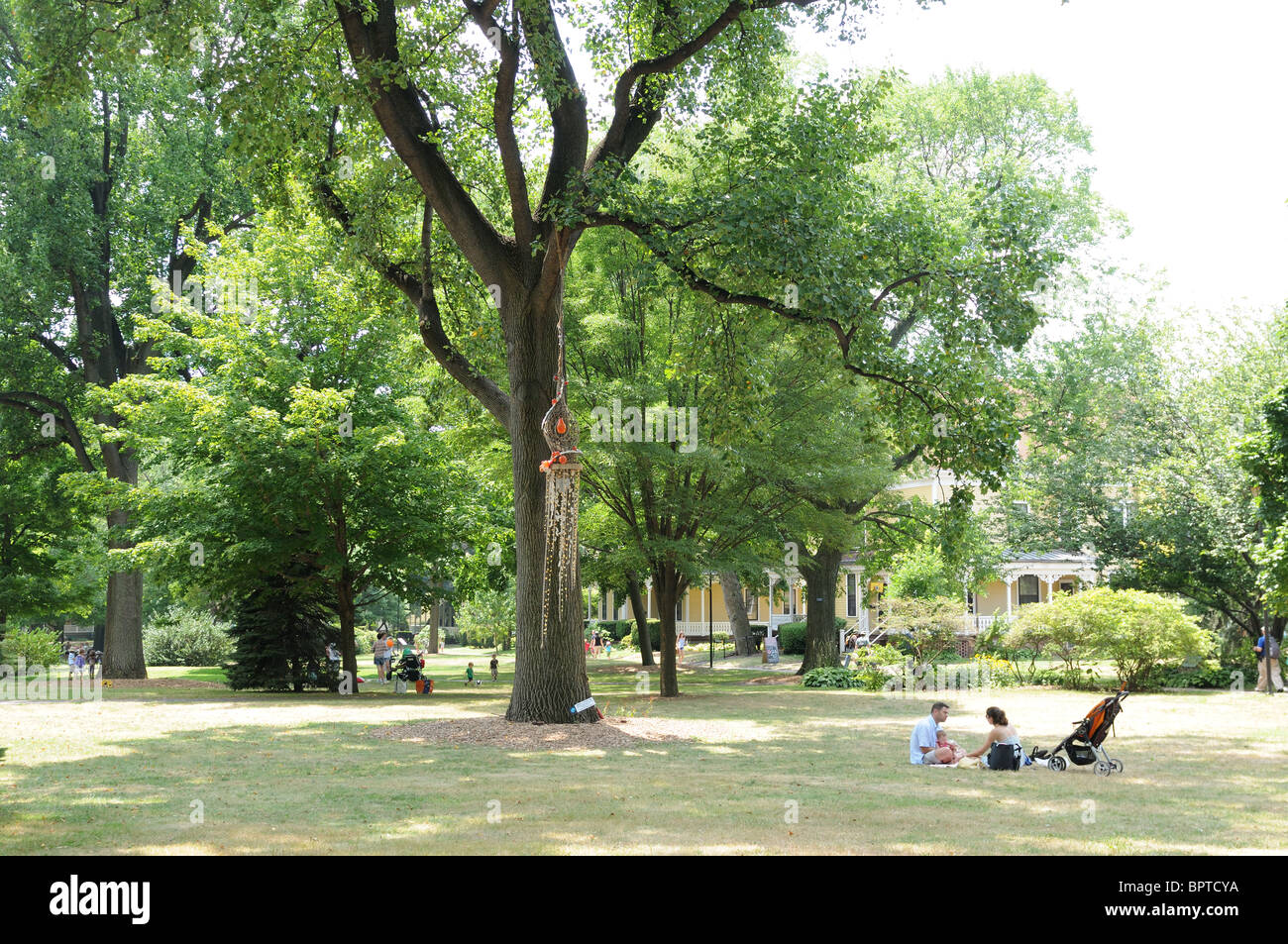 Nolan Park on Governors Island in New York harbor is lined with mid ...