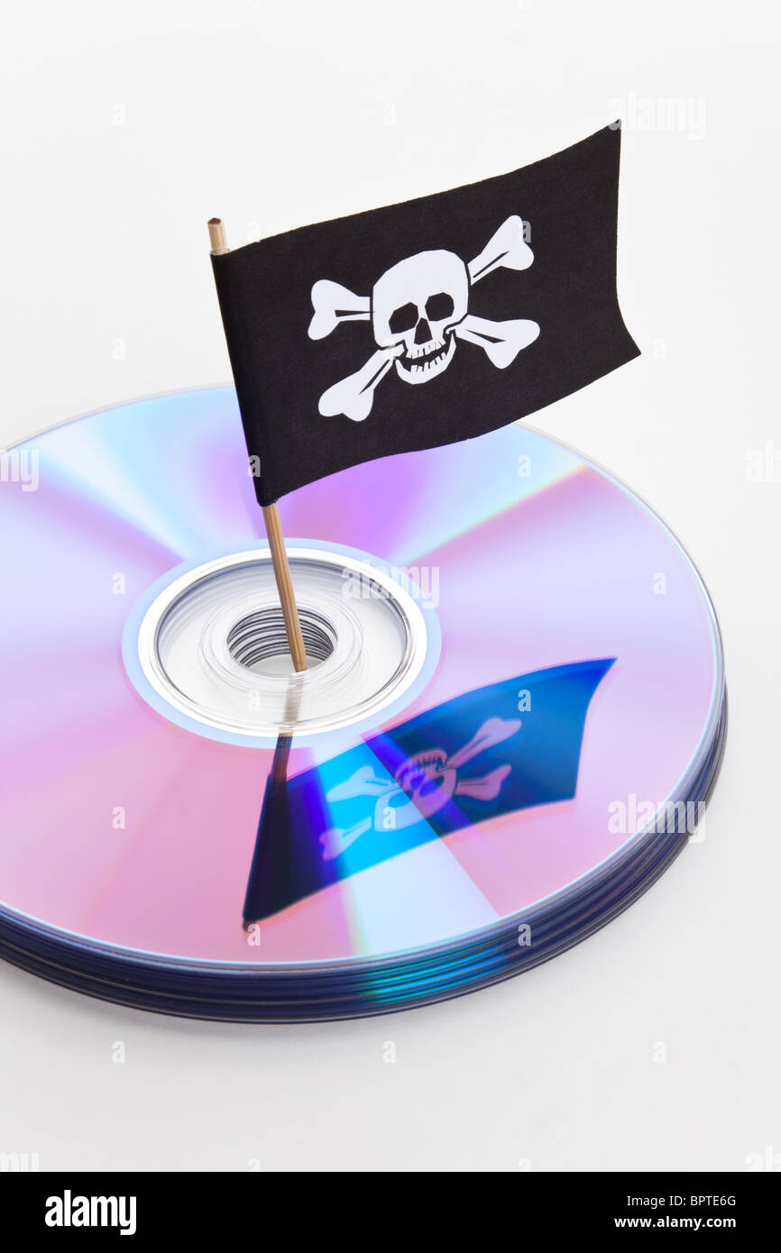 CD, DVD and Pirate Flag, concept of Piracy Stock Photo - Alamy