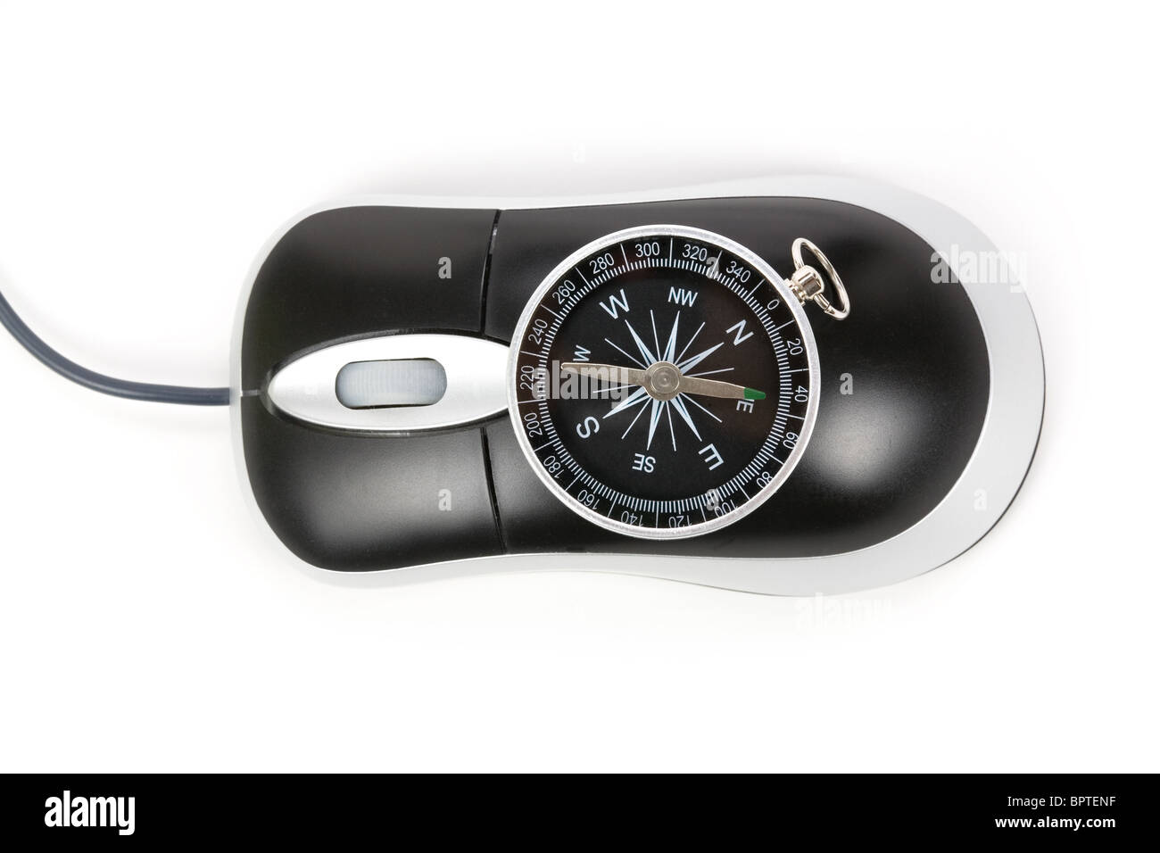 Computer Mouse and Compass, internet concept Stock Photo - Alamy