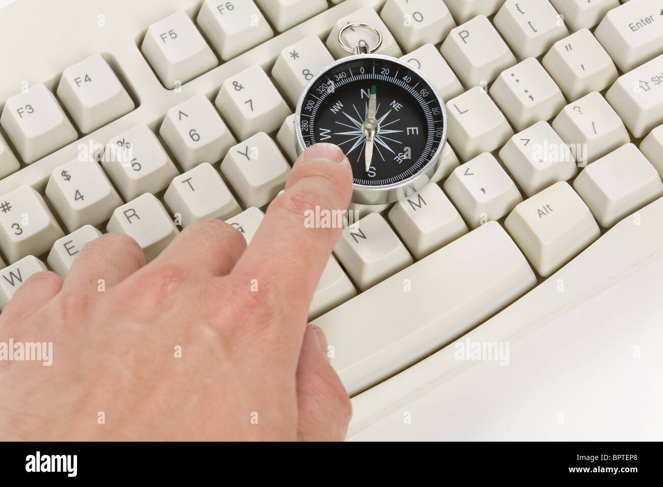 Computer Keyboard and Compass, internet concept Stock Photo - Alamy