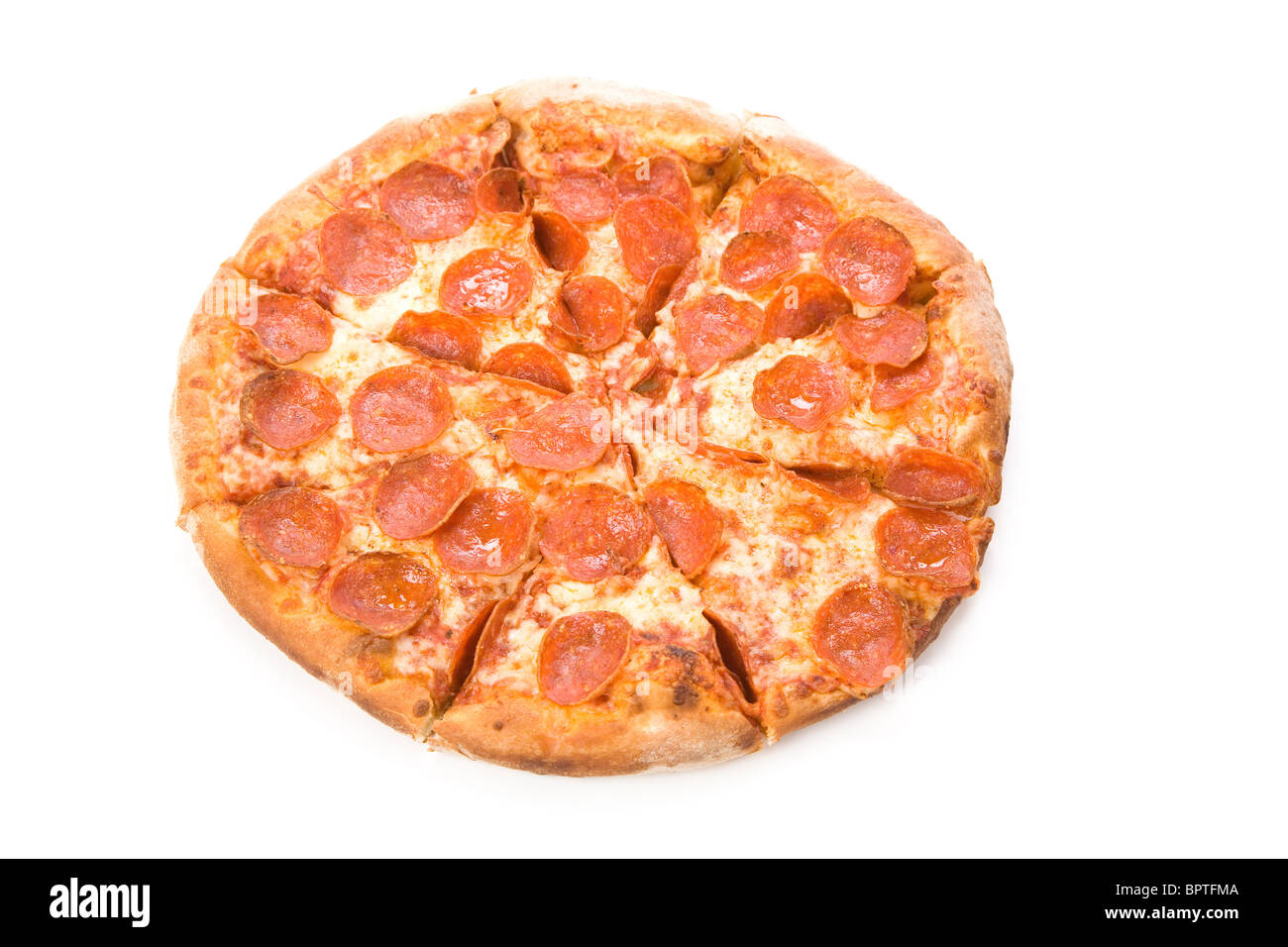 Cheese and sausage Pizza with white background, close up Stock Photo ...