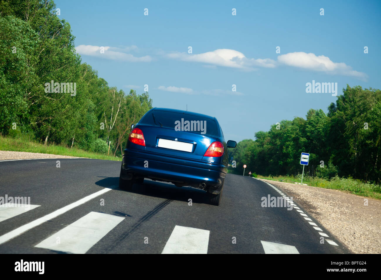 Cars on the highway near a pedestrian crossing Stock Photo - Alamy