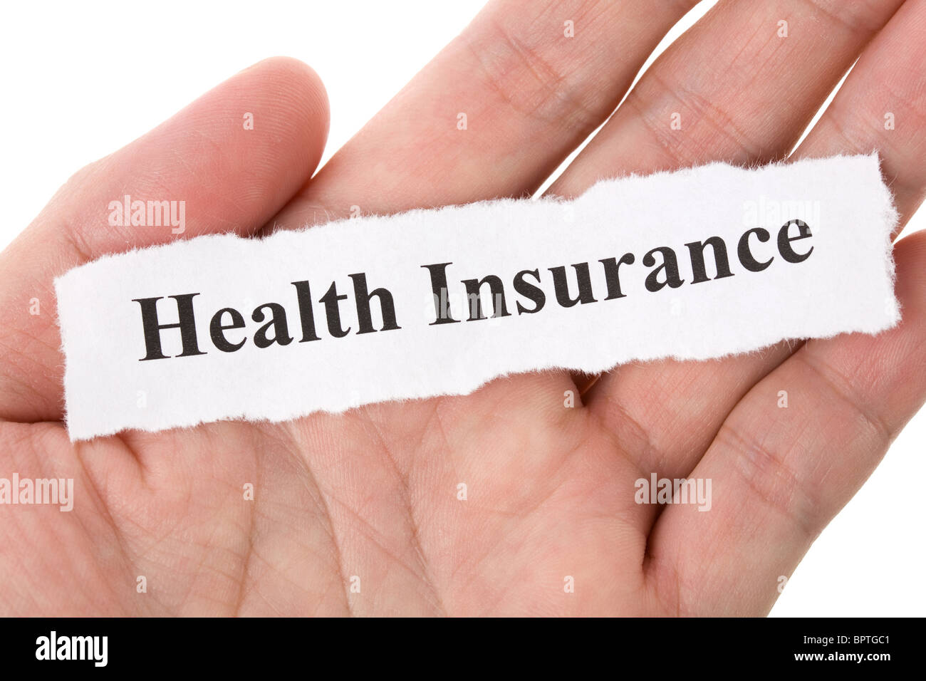 Headline of Health Insurance with blue background Stock Photo - Alamy