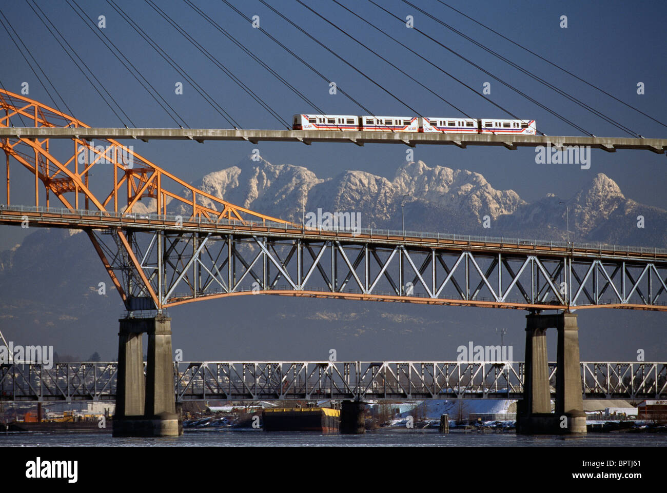 Bridges over Fraser River, New Westminster to Surrey, BC, British ...