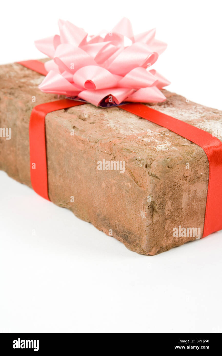Red Brick Gift, Concept of joke, make fun of somebody, gift on April ...