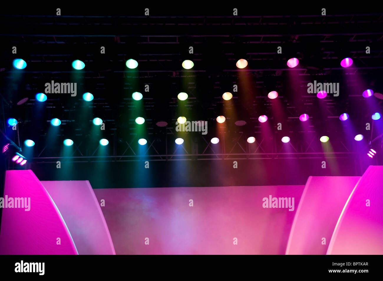 Beautiful Colourful disco lighting in the stage Stock Photo - Alamy