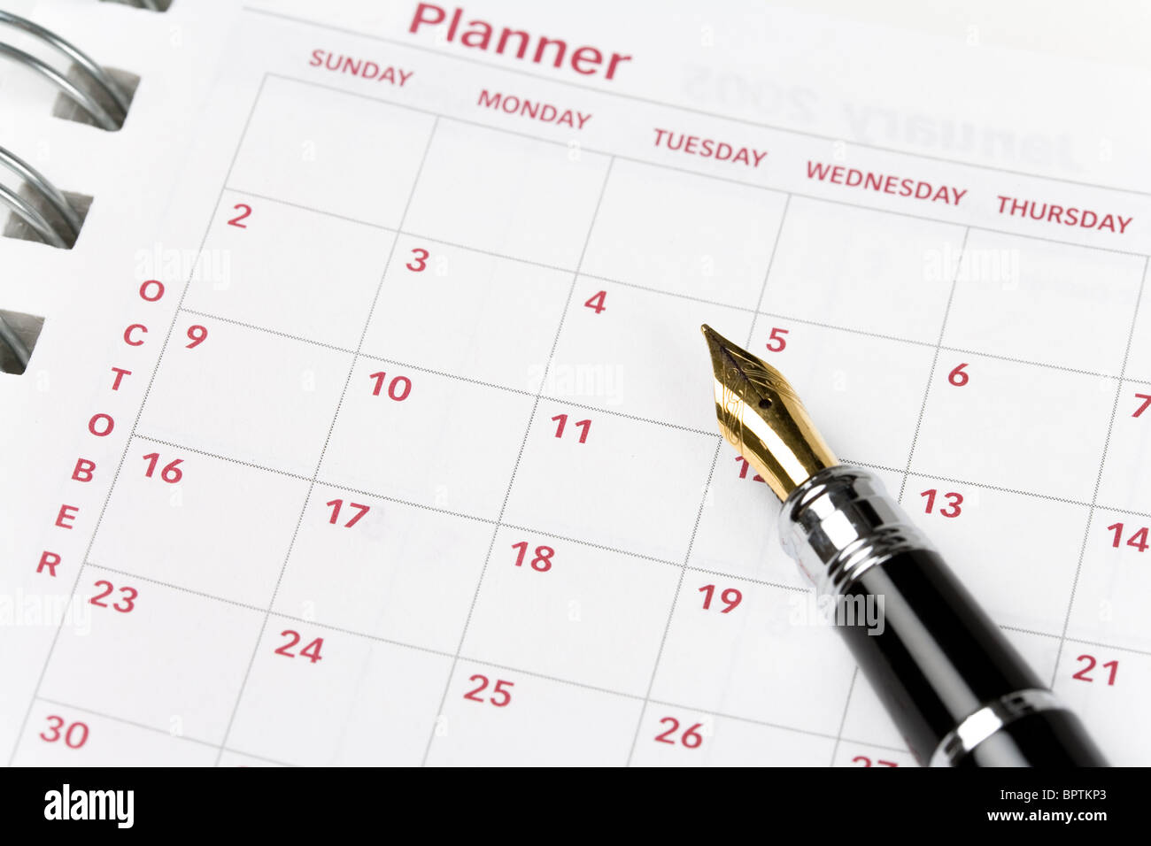 Calendar agenda, schedule, close up shot for background Stock Photo - Alamy