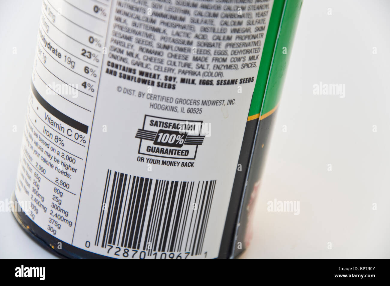 Ingredients label on the box Stock Photo - Alamy