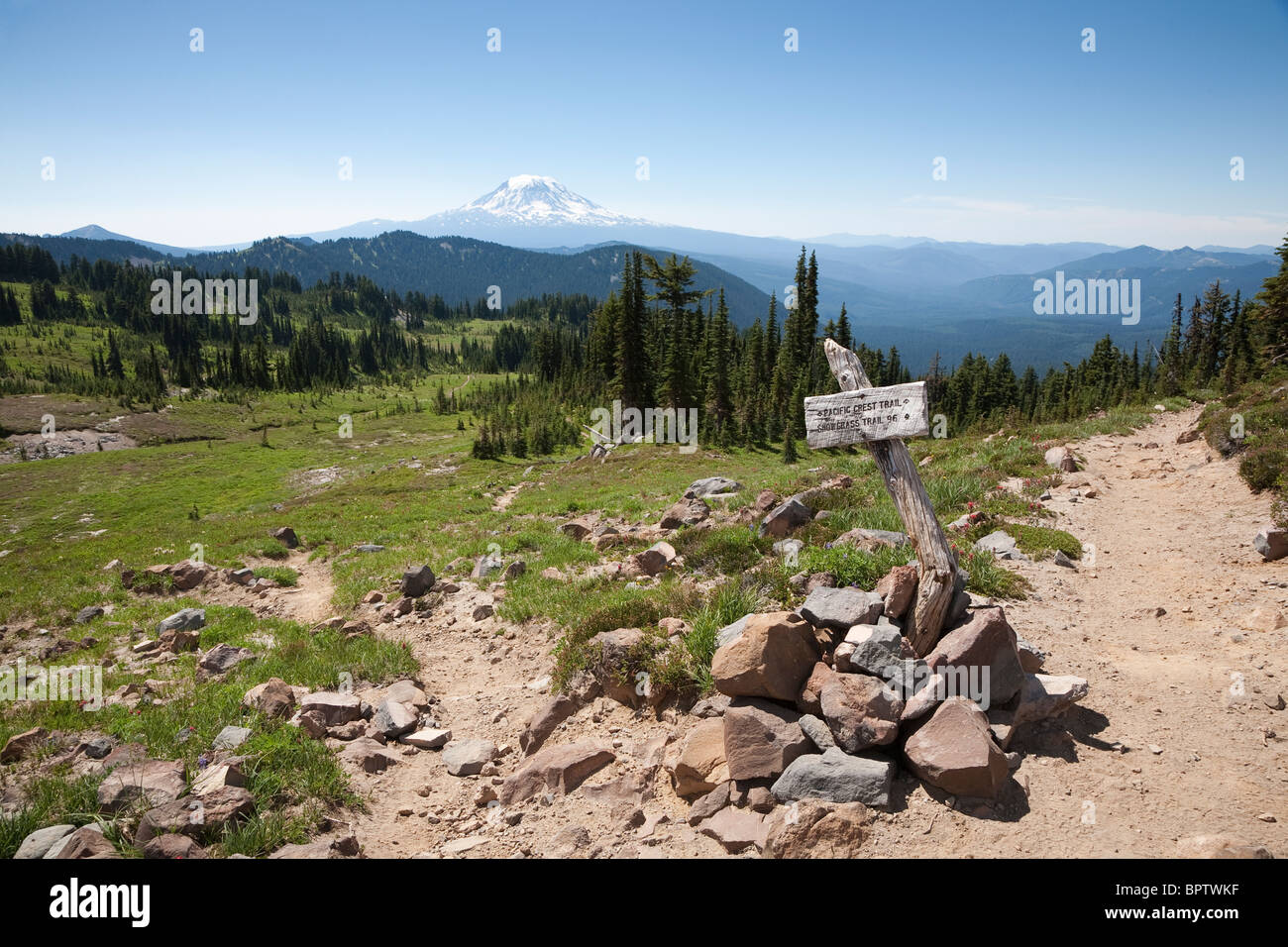 Trail junction along the PCT in the Goat Rocks Wilderness, Gifford ...
