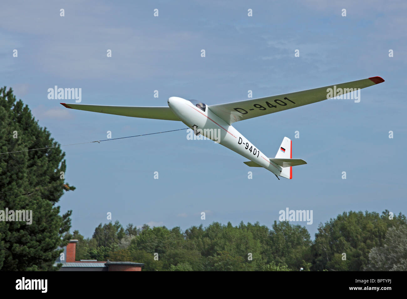 sailplane taking off pulled by a winch Stock Photo - Alamy