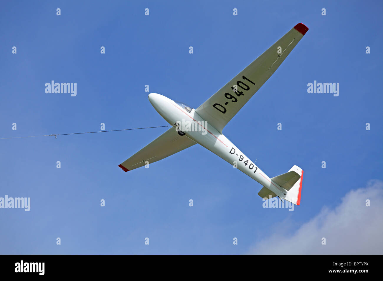 sailplane taking off pulled by a winch Stock Photo - Alamy