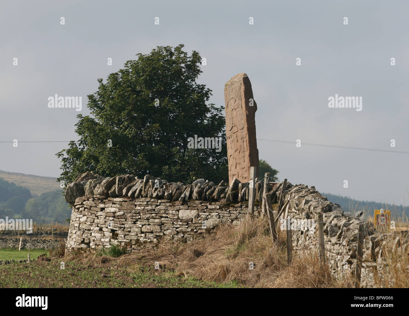 rear side of Aberlemno symbol stone Angus Scotland September 2010 Stock ...
