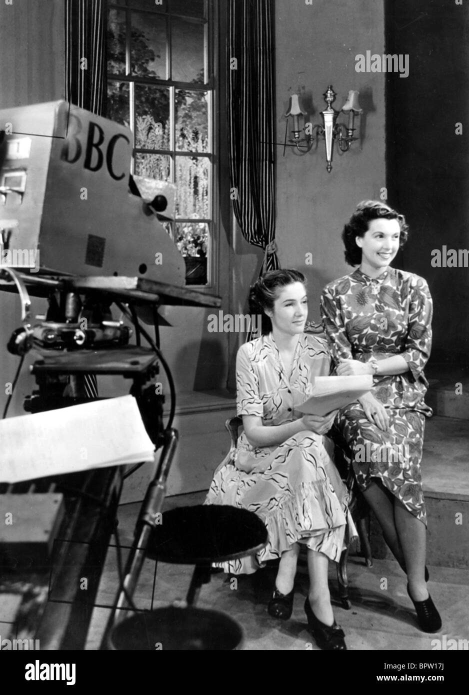 MARY MALCOLM & SYLVIA PETERS ACTRESS & BBC PRESENTERS (1947 Stock Photo ...