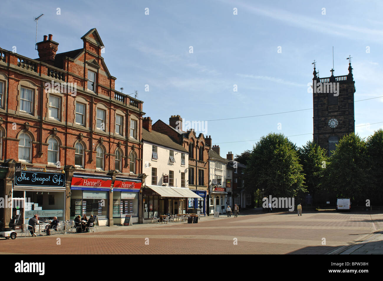 Market Place and St. Modwen`s Church, Burton on Trent, Staffordshire ...