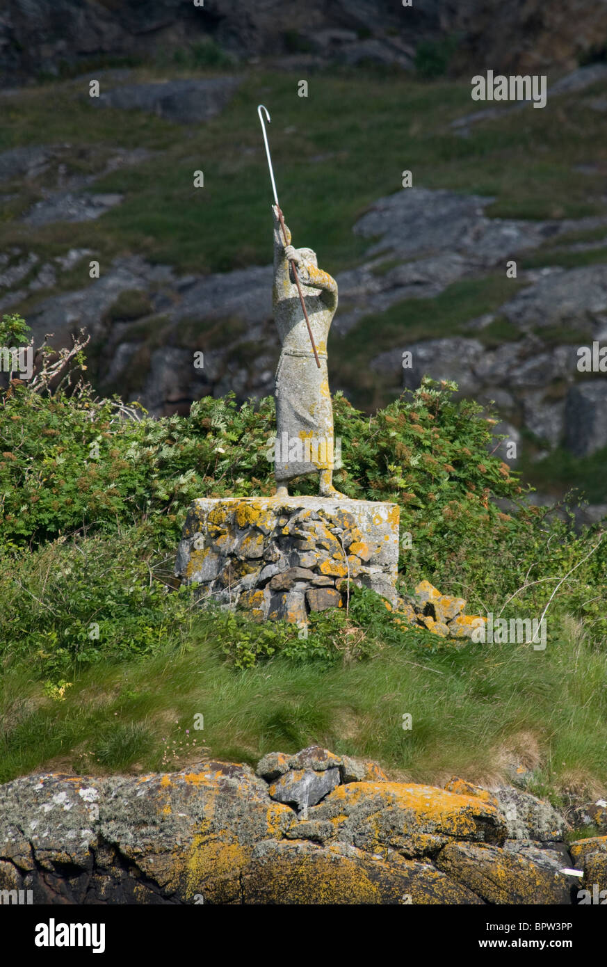 Island Statue of St Barr, on Loch Bagh a Tuath,Isle of Barra, Outer ...