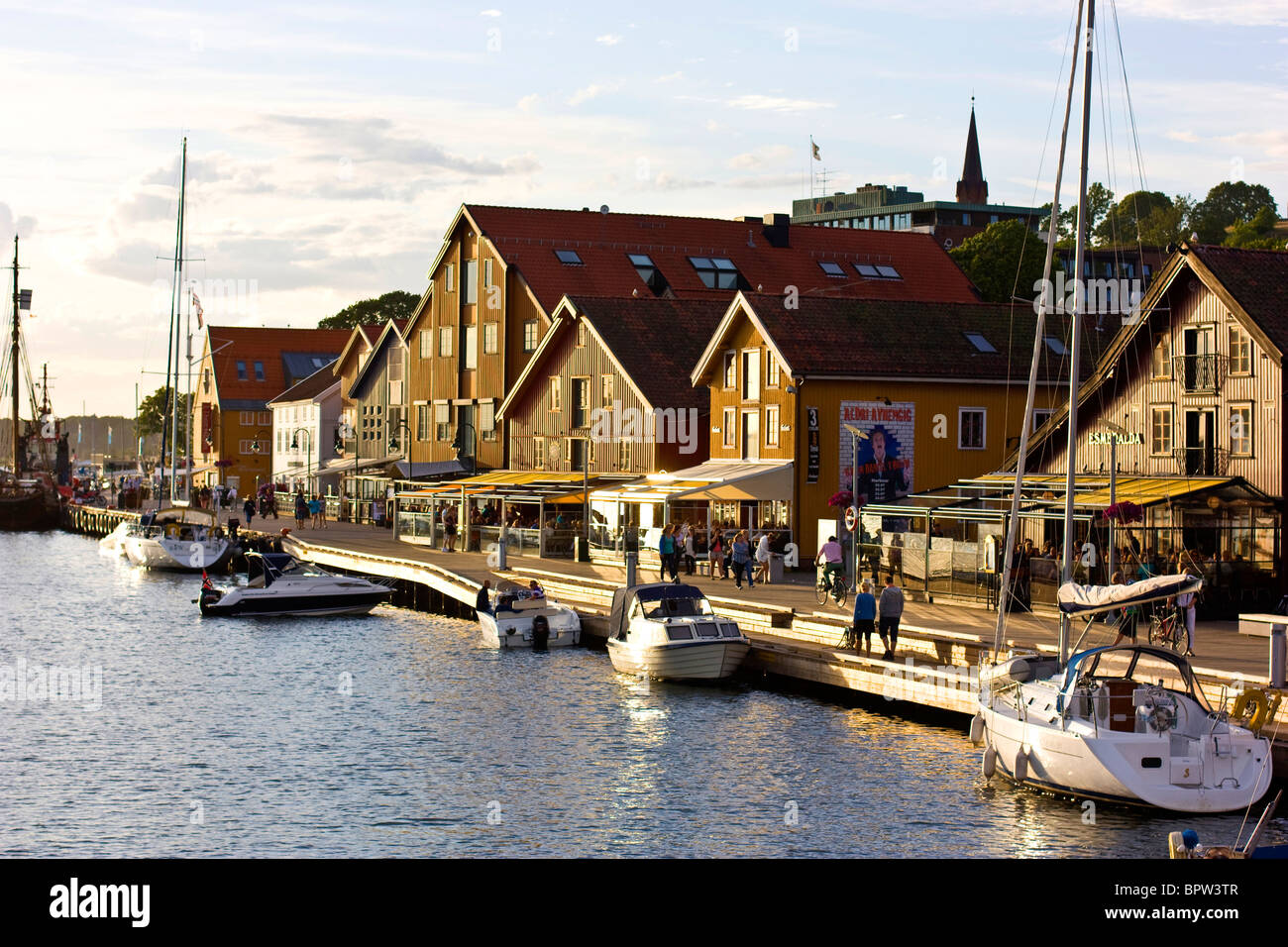 People walking along the boardwalk in Tonsberg, Norway Stock Photo - Alamy