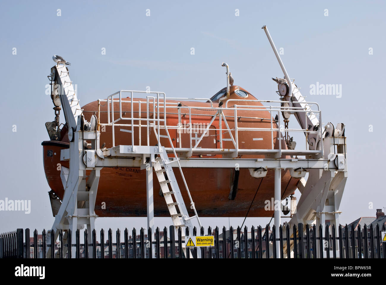 enclosed rescue craft fleetwood Lancashire uk Stock Photo - Alamy
