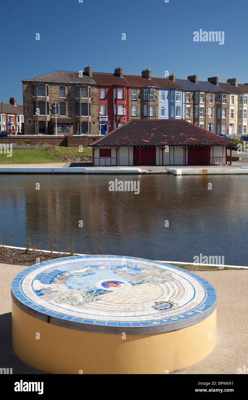 Memorial mosaic of Mo Molam by John Todd, Redcar boating lake, UK Stock ...