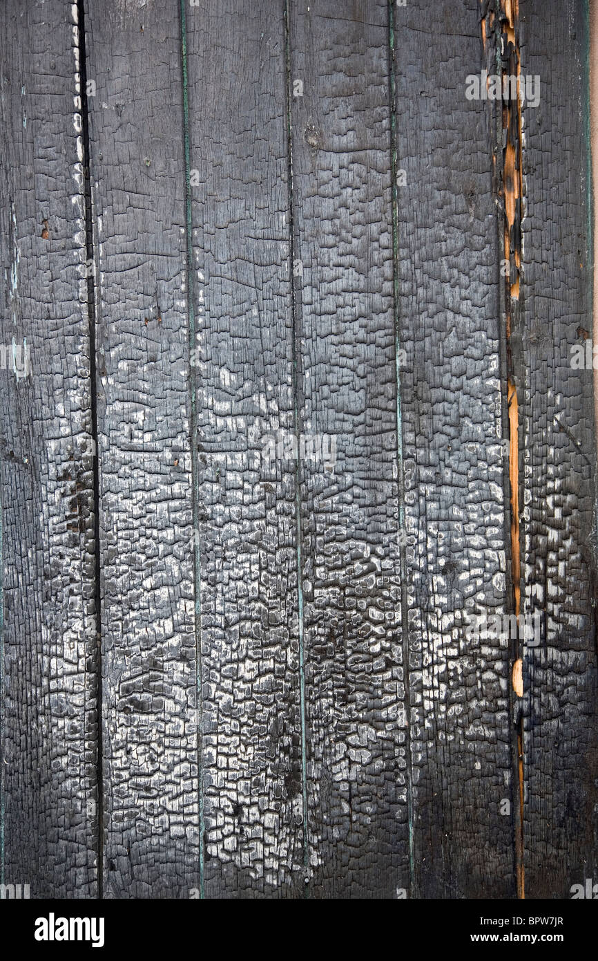 Burnt Wooden door panels - charcoal Stock Photo - Alamy